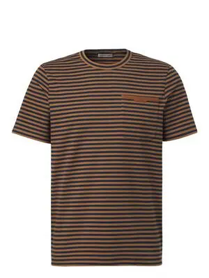 Moncler Striped Cotton-blend Jersey T-shirt - Brown