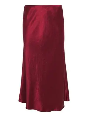 Max Mara Crinkled Satin Midi Skirt - Red