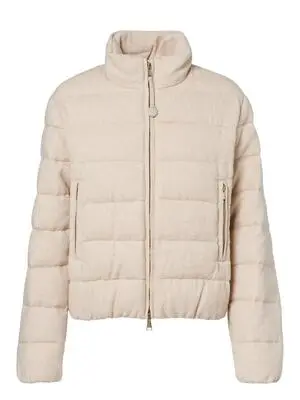 Moncler Agastache Cashmere And Linen Down Jacket - Beige