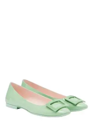 ROGER VIVIER Gommettine Patent Leather Ballet Flats - Green