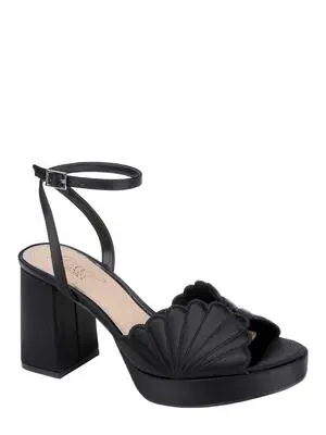 Badgley Mischka Paola Platform Sandals - Black Satin
