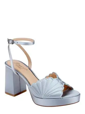Badgley Mischka Paola Platform Sandals - Mist Blue Satin