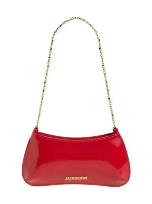 Jacquemus Le Petit Bisou Chaine Patent Shoulder Bag - Red/gold 47g