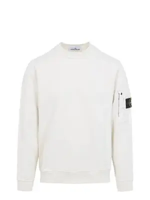 Stone Island Sweatshirt With Sleeve Logo - White