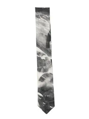 ALYSI Printed Silk Tie - Black