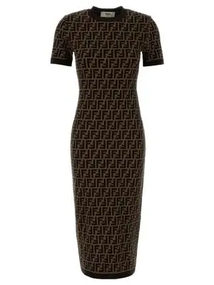 Fendi Ff Cotton Dress - Brown