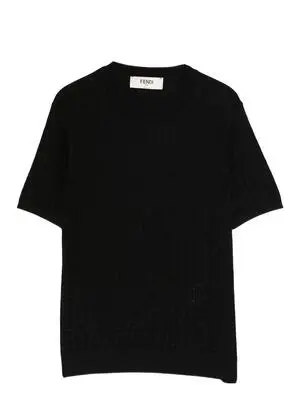 Fendi Knitted Ff Pattern Sweater - Black