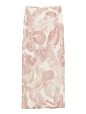 ALYSI Printed Silk Skirt - Pink