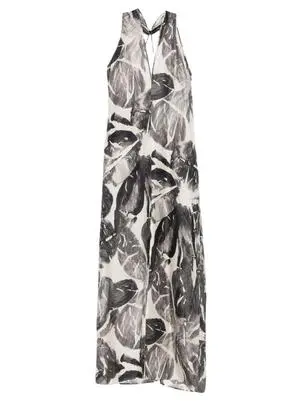 ALYSI Printed Silk Maxi Dress - Black