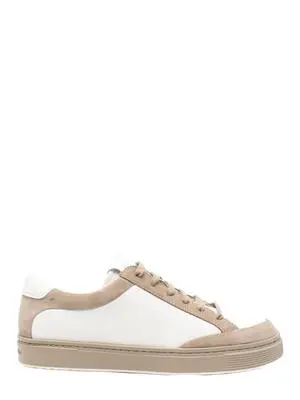 Emporio Armani Leather Low Top Sneakers - Beige