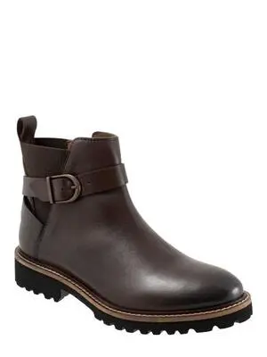 Softwalk Buckle Strap Leather Boots - Dark Brown