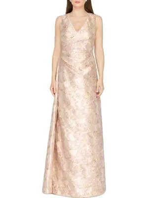 Js Collections Deborah A-line Jacquard Gown - Gold/blush