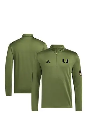 Adidas Miami Hurricanes Half-zip Golf Jacket - Green