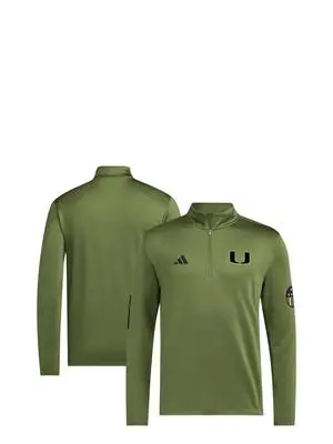 Adidas Miami Hurricanes Half-Zip Golf Jacket Green