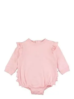 RUFFLEBUTTS Cotton Sweatshirt Bubble Romper - Pink