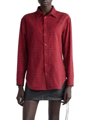 Balenciaga Standard Fit Plaid Flannel Button-up Shirt - 6167 Red/black