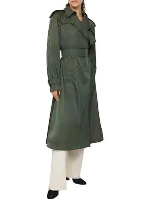 Burberry Tilbury Slim Fit Hooded Nylon Trench Coat - Marrow Green