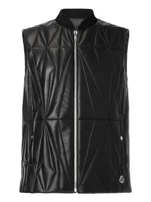 Rick Owens Logo-appliquéd Quilted Leather Gilet - Black