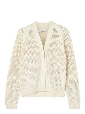 Max Mara Open-knit Silk-blend Cardigan - Neutrals