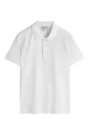 Cos Slim Ribbed Cotton Polo Shirt - White