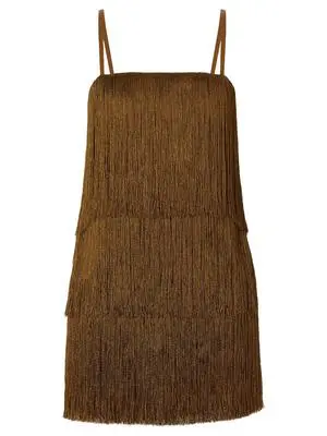 ESSE STUDIOS Cinca Tiered Fringed Mini Dress - Brown