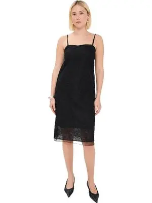 Another Tomorrow Embroidered Organza Dress - Black