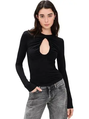 THE LINE BY K Demi Keyhole Top - Black