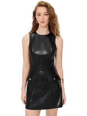 Alice + Olivia Marcella Faux Leather Mini Dress - Black