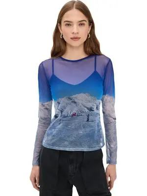 NEVER FULLY DRESSED Ski Slopes Mesh Top - Blue