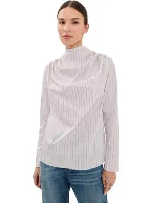 KALLMEYER Penelope Draped Blouse - Dove Stripe
