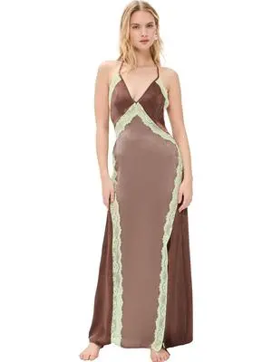 Free People Maxi Slip Dress - Mink Combo