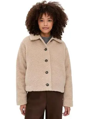Vince Collared Sherpa Jacket - Marzipan
