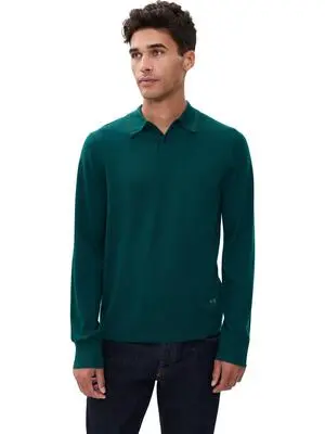Paul Smith Long Sleeve Polo Sweater - Petrol Green