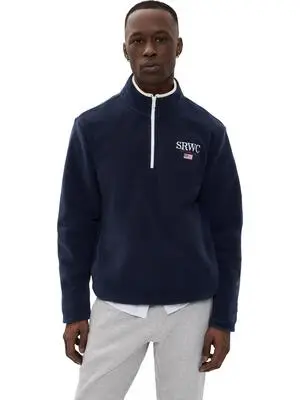 SPORTY & RICH Nautical Polar Quarter Zip - Dark Navy