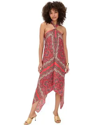 Cara Cara Twist Dress - Paisley Scarf Coral