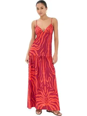 Johanna Ortiz Zea Palm Maxi Dress - Wine/dark Cherry