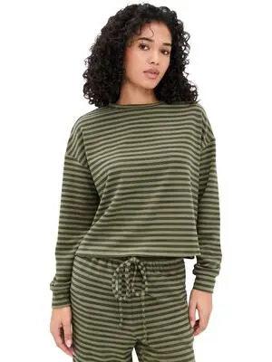 BAILEY ROSE Striped Long Sleeve Tee - Olive