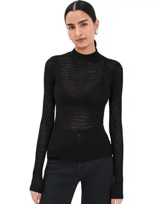 Sablyn Marlo Lace-like Fitted Tee - Black