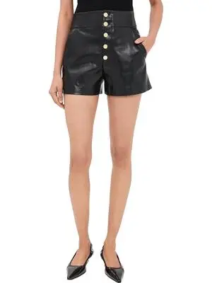 Alice + Olivia Baylor Vegan Leather Corset Shorts - Black