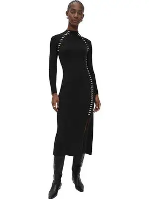 Rails Imara Sweater Dress - Black Oat Blanket Stitch