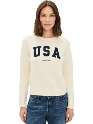 SPORTY & RICH Usa Knitted Sweater - Ecru