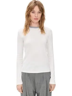 Vince Heather Tipped Long Sleeve Crew Tee - Off White Combo