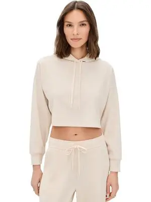 Beyond Yoga Ribbed Cropped Hoodie - Ivory