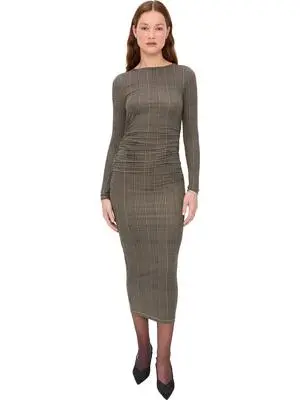 Veronica Beard Long Sleeve Charissa Midi Dress - Dark Acorn Multi