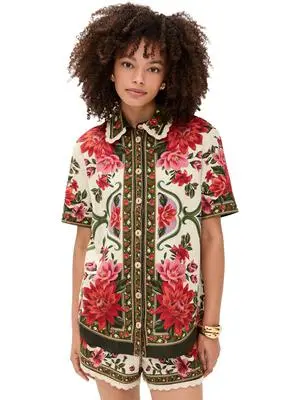 Farm Rio Floral Print Shirt - Wonder Rio Sand