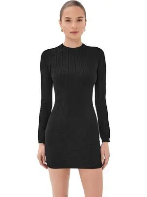 Balmain Monogram Bodycon Knit Mini Dress - Noir