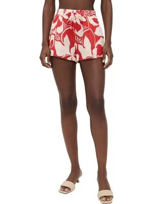 L*Space Rio Floral Linen Shorts - Hibiscus Bloom