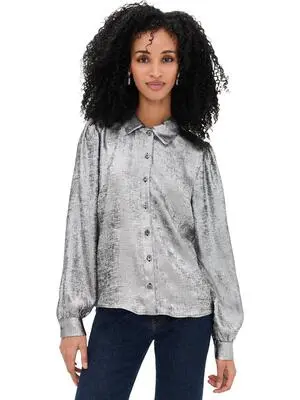 FRAME Metallic Staple Blouse - Gunmetal