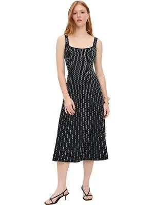 Staud Ellison Textured Knit Midi Dress - Black Geo