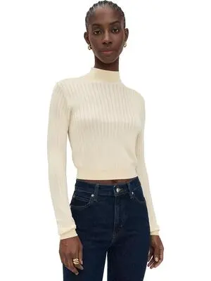 FRAME Crop Fitted Turtleneck - Butter